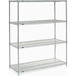 Nexel 18" x 60" x 63", 4 Tier, NSF Listed Adjustable Wire Shelving, Unit Commercial Storage Rack, Silver Epoxy, Leveling feet