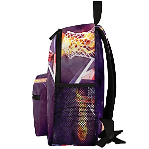 YoCosy Purple Galaxy Sport Basketball Kids Backpack Boys Girls Toddler Bookbag for Elementary School Kindergarten Preschool Children Travel With Chest Strap