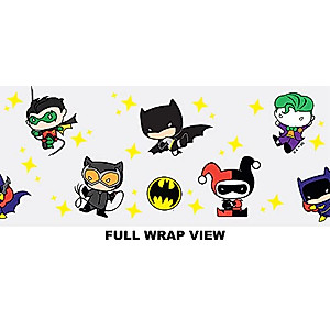 LOGOVISION Batman Kids Tritan Plastic Water Bottle with Straw Lid and Handle, Reusable Tumbler for Toddlers, Unisex for Girls and Boys, 12oz, Chibi Friends