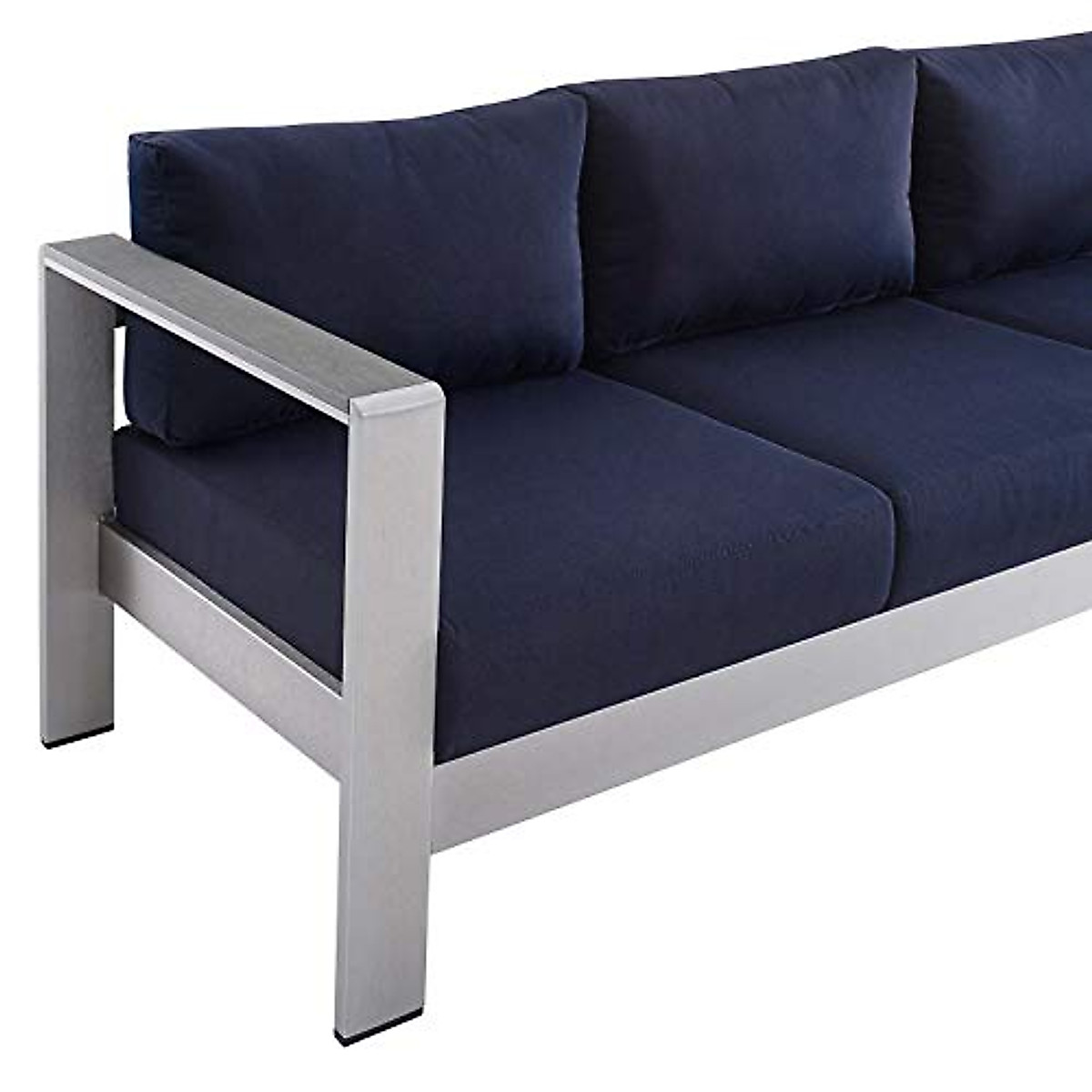 Modway EEI-4228-SLV-NAV Shore EEI-4228-SLV-NAVShore Sunbrella Patio Sofa in Silver Navy