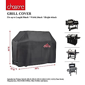 Chooone 58 Inch Grill Cover, Heavy Duty Waterproof Barbecue Gas Grill Cover, Windproof, UV and Fade Resistant, 600D BBQ Grill Cover for Weber Brinkman Char-Broil and More, Black Cover