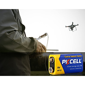 PKCELL 9V Battery Carbon Zinc for Smoke Detectors 6F22 Battery,Ultra Long-Lasting