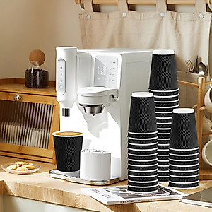 Lamosi To go Coffee Cups with Lids, Disposable Coffee Cups 12 oz, Paper Cups 12 oz, Hot Cups with Lids, Throw Away Coffee Cups with Lids for Party and Reception (Black, 12OZ, 60 Pack)