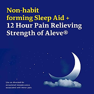 Aleve PM Caplets, Fast Acting Sleep Aid and Pain Relief for Headaches, Muscle Aches, Non-Habit Forming 220 mg Naproxen Sodium and 25 mg Diphenhydramine HCl Capsules, 80 count