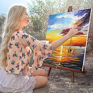 abitcha Art Easel Wooden Stand - 63" Tripod Display Artist Wood Easel - Adjustable Floor Stand for Wedding Welcome Sign, Painting, Drawing Board, Display Show - Brown