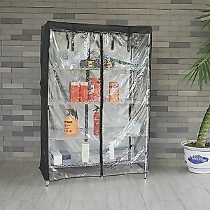 Dalema Waterproof Shelf Cover,600D Heavy Duty Dustproof Storage Wire Rack Covers,Outdoor Shelving Covers for Wire Shelves with Zipper 24''x14''x72'',Clear Front.