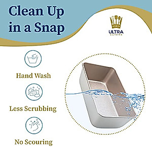 Ultra Cuisine Nonstick Bread Pan - 9.5x5 inch Loaf Pan, 1 lb - Easy Clean, Quality, Durable Bread Tin for Oven Baking Quick Bread, Meatloaf, Banana Bread, Cake - Easy Release, PFOA & PTFE Free Coating