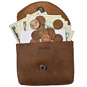 Hide & Drink, Rectangular Cash Holder, Earphone Pouch, Card Case, Vintage Pouch, Everyday Accessories, Full Grain Leather, Handmade, Bourbon Brown