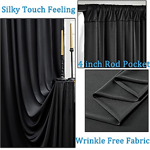 10ft x 10ft Wrinkle Free Black Backdrop Curtains for Parties, Polyester Photo Backdrop Drapes 2 Panels 5x10ft Photography for Wedding Birthday Backdrop Background