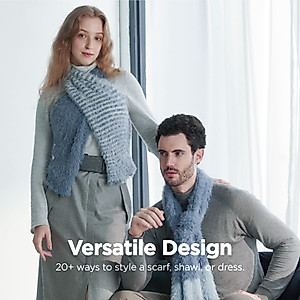 KM CHOICE ONE Scarf: Infinity Scarf, Faux Fur Shawl, Giving Shawl, Scarfs for Women Winter Warm, Shawl Wraps for Women, Gifts for Men, Christmas Gift, Soft & Fluffy Scarf in Gift Box (Starry Blue)