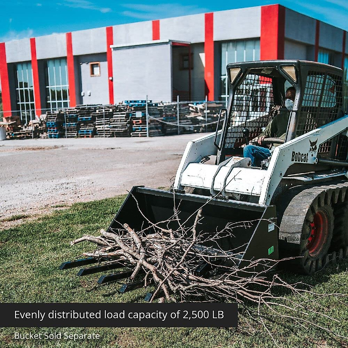 Titan Attachments 21" Fork Length Clamp-On Debris Forks V2, Fits 48" Loader Buckets, Skid Steers, Rated 2,500 LB Capacity