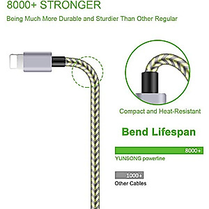 iPhone Charger, 5Packs(3ft 3ft 6ft 6ft 10ft)Charging Cable MFi Certified USB Lightning Cable Nylon Braided Fast Charging Cord Compatible for iPhone13/12/11/X/Max/8/7/6/6S/5/5S/SE/Plus/iPad(GoldenGrey)