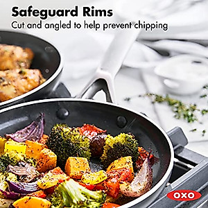 OXO Agility Series 9.5" and 11” Frying Pan Skillet Set, Ceramic Nonstick Cookware PFAS-Free Induction Suitable Quick Even Heating, Stainless Steel Handle, Chip-Free Rims Dishwasher and Oven Safe Black