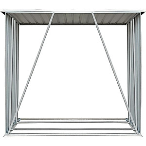 vidaXL Garden Log Storage Shed - Compact, Waterproof Wood Storage with Ventiliated Design - Galvanized Steel - Brown - 64.2" x 32.7" x 60.6"