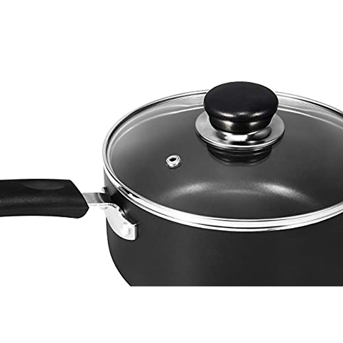Utopia Kitchen 2 Quart Nonstick Saucepan with Glass Lid - Multipurpose Use for Home Kitchen or Restaurant (Grey-Black)