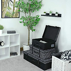 HANGERWORLD - Large Black & White Diamond Pattern Bridal Dress Storage Box with Lid