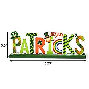 3 St Patrick's Day Wooden Table Decorations Centerpiece Green Shamrock Lucky Irish Tabletop Sign Saint Patrick Party Decor for Fireplace Mantle Shelf Office Desk Dining Room Kitchen & Home