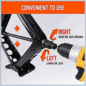 HORUSDY 2-Pieces RV Leveling Scissor Jack Socket Drill Adapter, 1/4 Inch Hex Shank, Fits 3/4 Inch or 19mm Hex Drive Jacks