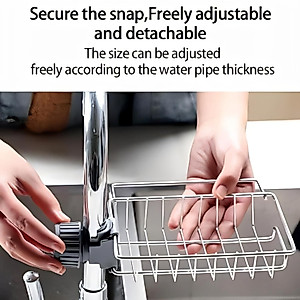 soporte de esponja de Acero inoxidable para fegradero de cocina, soporte de esponja para grifo, estante de drenaje desmontable y Ajustable, Porta esponjas fregadero cocina