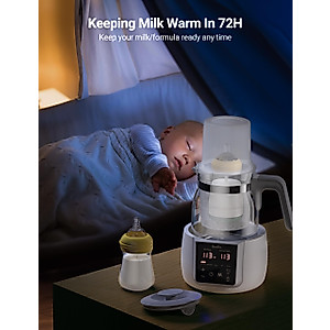 Bottle Warmer,Grelife 9-in-1 Fast Portable Instant Baby Milk Warme with 72H Keep Warm,Accurate Temperature Control,with Defrost, Sterili-zing, Heat Baby Food Jars for Breastmilk,Formula,Tea,Coffee