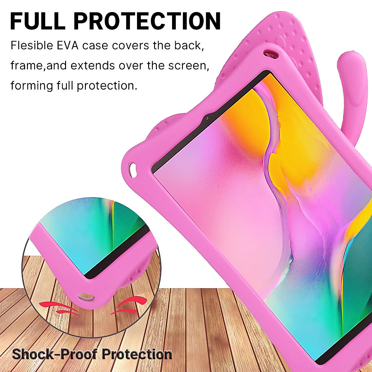 Simicoo Samsung Galaxy Tab A 8.4 Kids case Cute Butterfly Case with Stand for Kids Light Weight EVA Rugged Shockproof Heavy Duty Kids Friendly Full Cover for Samsung Tab A 8.4 2021 2020 (Rose)