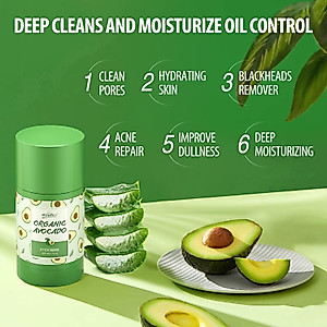 Clay Stick Mask Avocado Dead sea Mud Mask Natural Green Tea Purifying Clay Stick Mask Deep Cleansing Blackhead Remover Clay Mask Nourishing Hydration Facial Mask With Blackhead Remover Extractor Tools