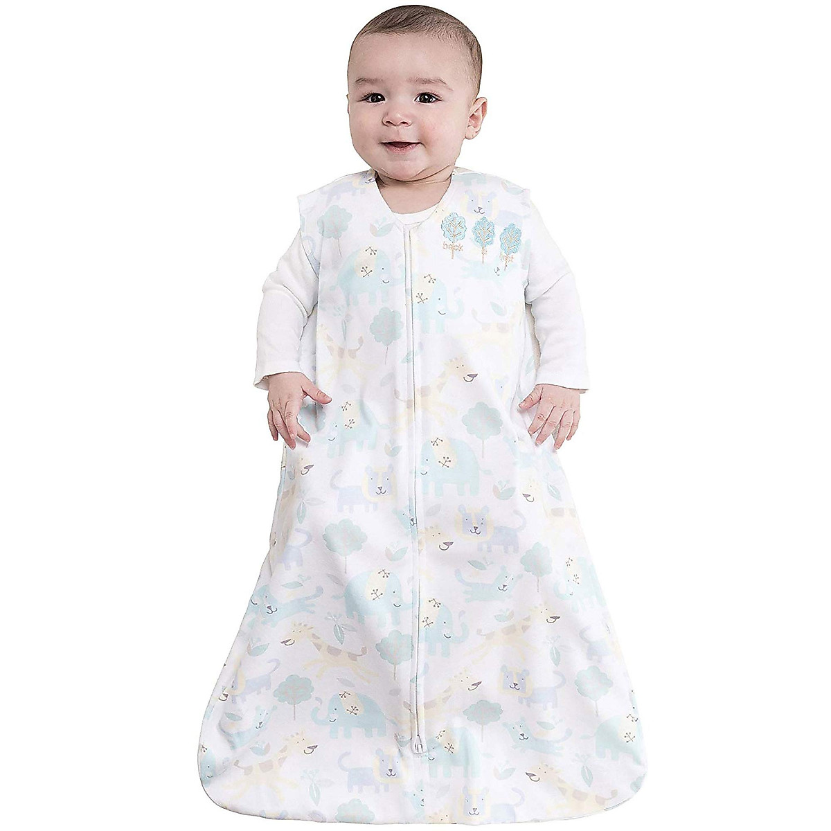 Halo Sleepsack Cotton Wearable Blanket, Blue Jungle Animals, Small