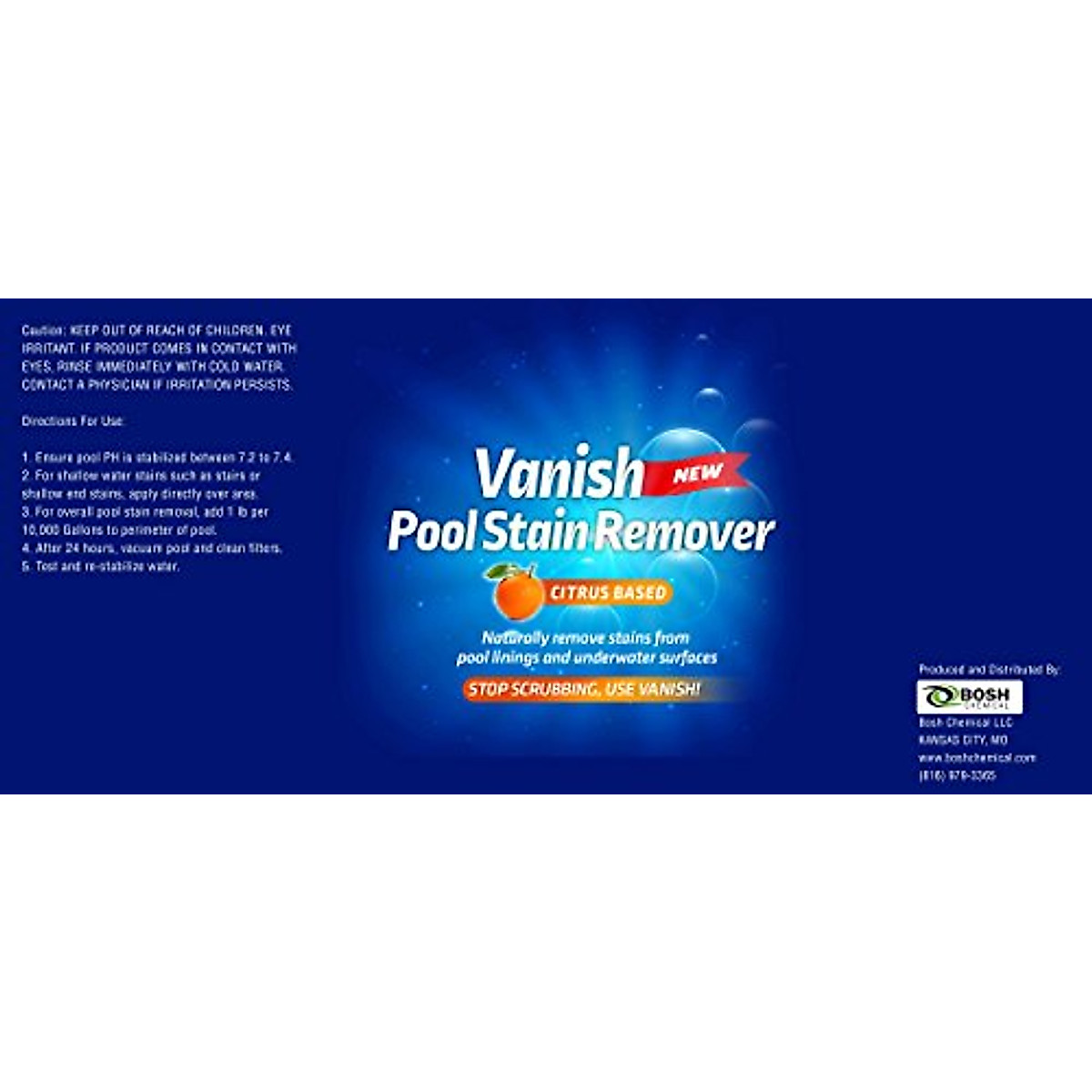 Bosh Chemical Vanish Pool & Spa Stain Remover 2 Pack (4LBS)- Natural Safe Citrus Based, Works Excellent on Vinyl, Fiberglass, and Metals, Removes Rust and Other Tough Stains