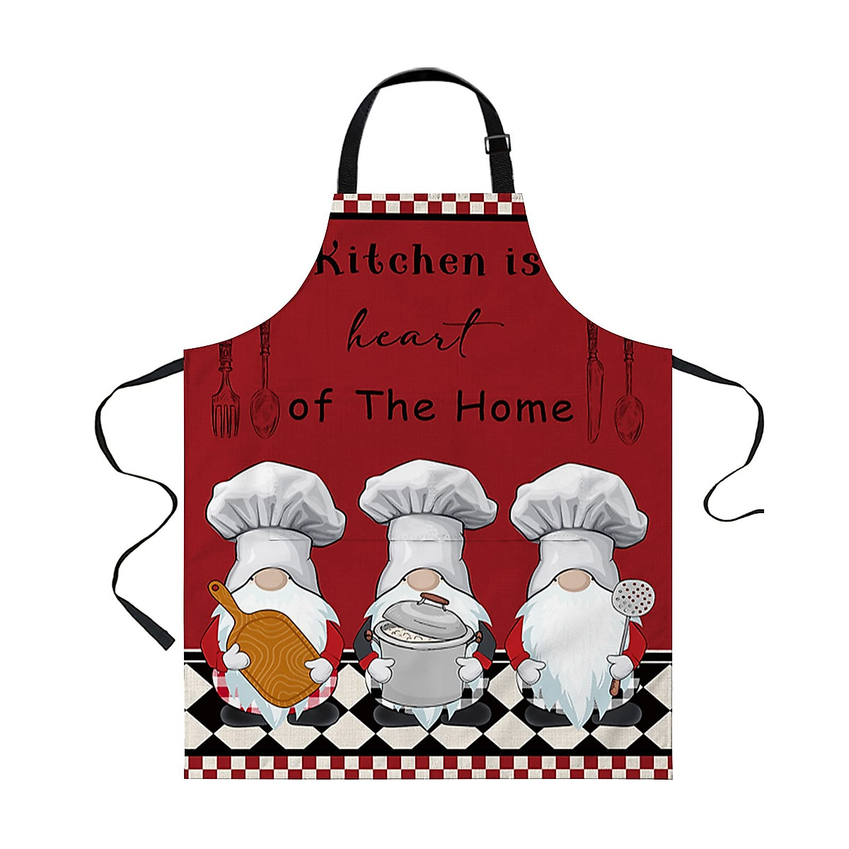 Yomandocix Chef Apron Adjustable Bib Aprons, Fat Chef Kitchen Cooking Apron with Pockets for Men Women Cook Gnomes