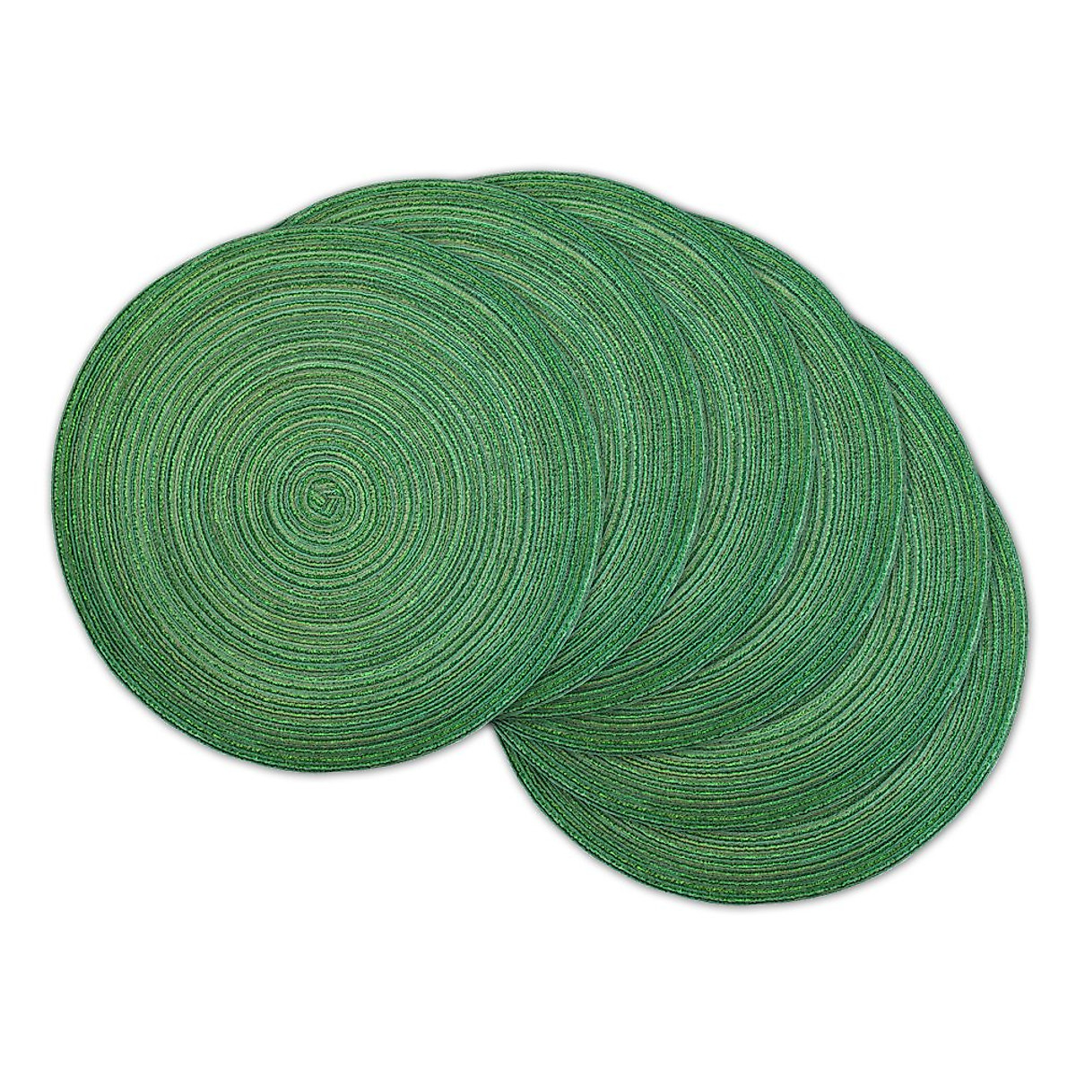 DII Tabletop Collection, Variegated Round Placemat, Round, 15" Diameter, Sparkle Green, 6 Piece