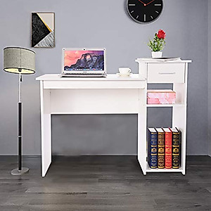 Multipurpose Home Office Writing Computer Desk, Modern Simple Study Desk Industrial Style Workstation Laptop Table with Storage Shelf -Workstation-Students Study Desk Wood Table