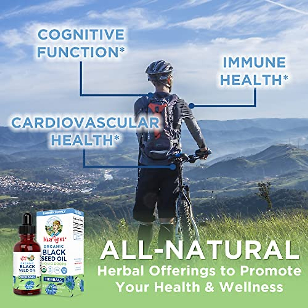 USDA Organic Holy Basil Drops & Black Cumin Seed Oil Bundle by MaryRuth's | Stress Relief | Supports Cognitive Function & Calmness | Antioxidant | Immune Support | Heart Health, Hair, and Skin.