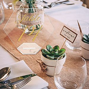 20Pcs Acrylic Wedding Table Numbers Hexagon Printed Clear Acrylic Table Numbers With Stands for Wedding Party Event Catering