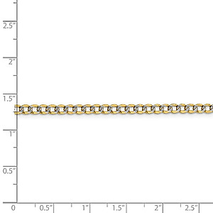 Sonia Jewels 14k White and Yellow Gold Two Toned 3.4mm Pave Curb Cuban Chain Necklace - with Secure Lobster Lock Clasp 20"