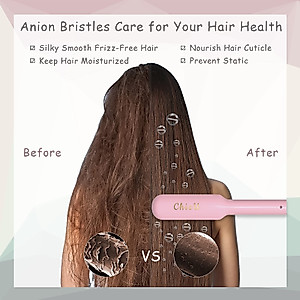 ChicU Hair Straightener Brush Ceramic Heated Styling Appliance Hot Comb for Women Plancha Cabello with Anti-Scald Auto-Off 20S Fast Heating 17 Temp Settings