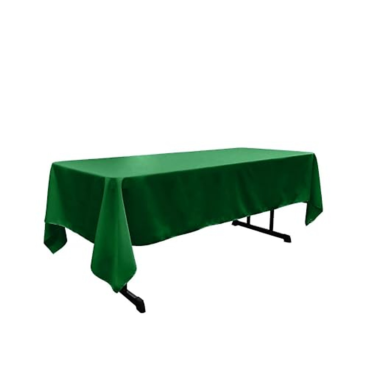 New Creations Fabric & Foam Inc, 60" Wide x 120" Long Rectangular Polyester Poplin Tablecloth, Kelly Green