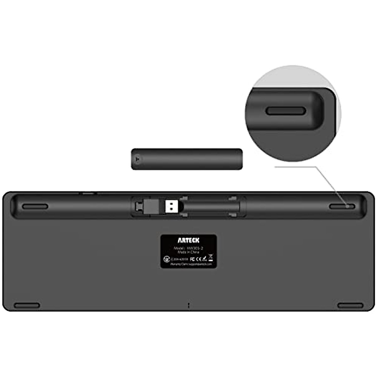 Arteck 2.4G Wireless Keyboard Ultra Slim Full Size Keyboard with Numeric Keypad and Media Hotkey for Computer/Desktop/PC/Laptop/Surface/Smart TV and Windows 10/8/ 7 Built-in Rechargeable Battery