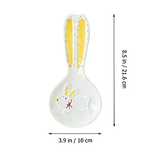 Ceramic Spoon Rest Coffee Spoon Holder for Stove Top Coffee Spoon Rest Bunny Shape Spoon Holder Cooking Spoon Rest for Kitchen Counter Utensil Rest for Spatula,Tongs,Ladles