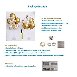 Balloon Stand, Gold Balloon Centerpieces for Tables, Graduation Party Decorations Baby Shower Engagement 1st 2nd 16th 18th 21th 30th 40th 50th 60th 70th 80th 90th 100th Birthday Decorations, Set of 2