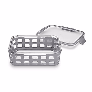 Ello DuraGlass BPA-Free Glass Food Storage Containers with Lids and Silicone Protection, 5 Cup, Gray