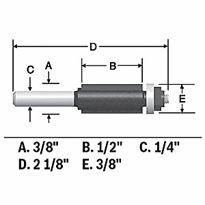 BOSCH 85269M 3/8 In. x 1/2 In. Carbide Tipped 2-Flute Flush Trim Bit