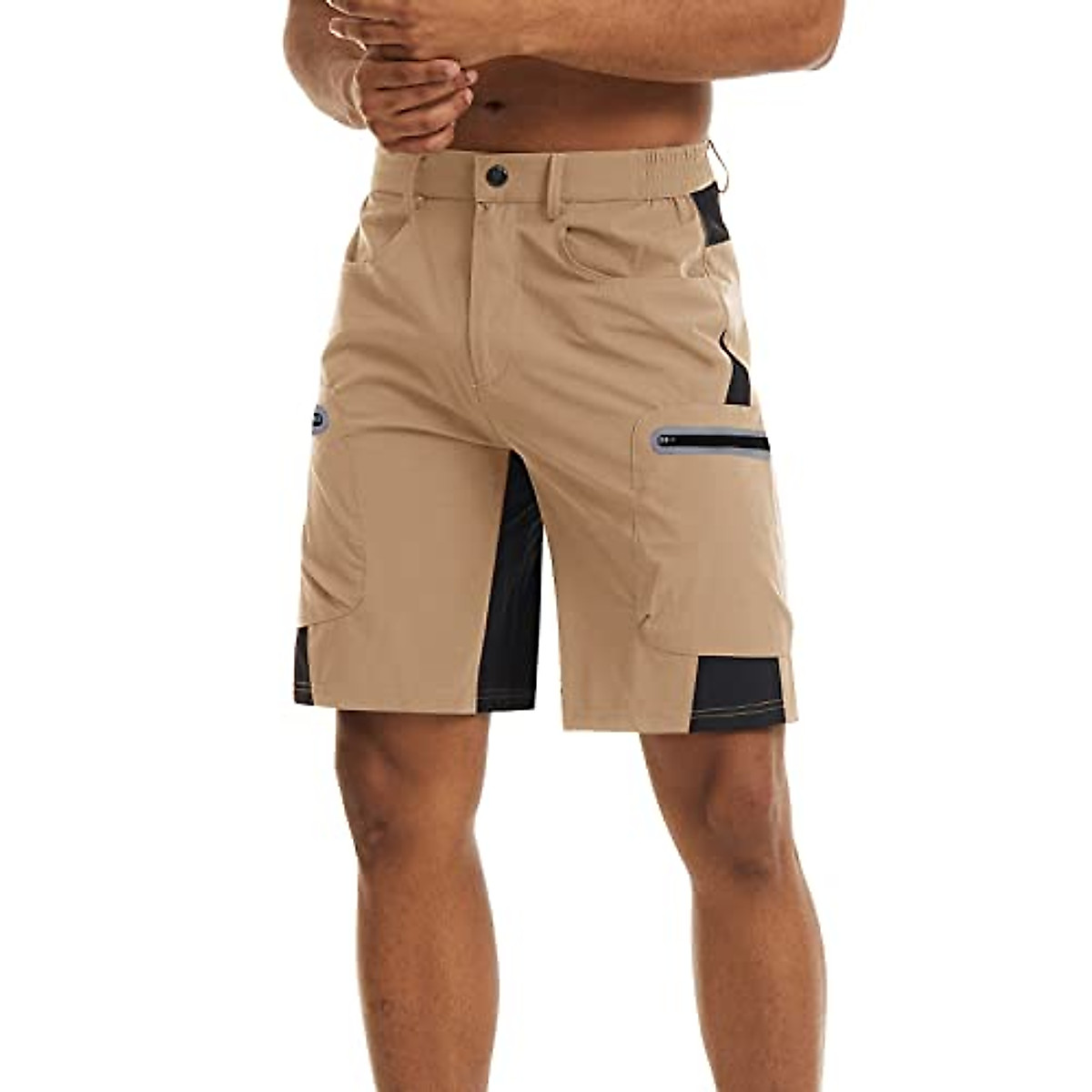 Surenow Men's Hiking Cargo Shorts Lightweight Quick-Dry Shorts Summer Outdoor Fishing Shorts Camping Travel Shorts for Men Khaki