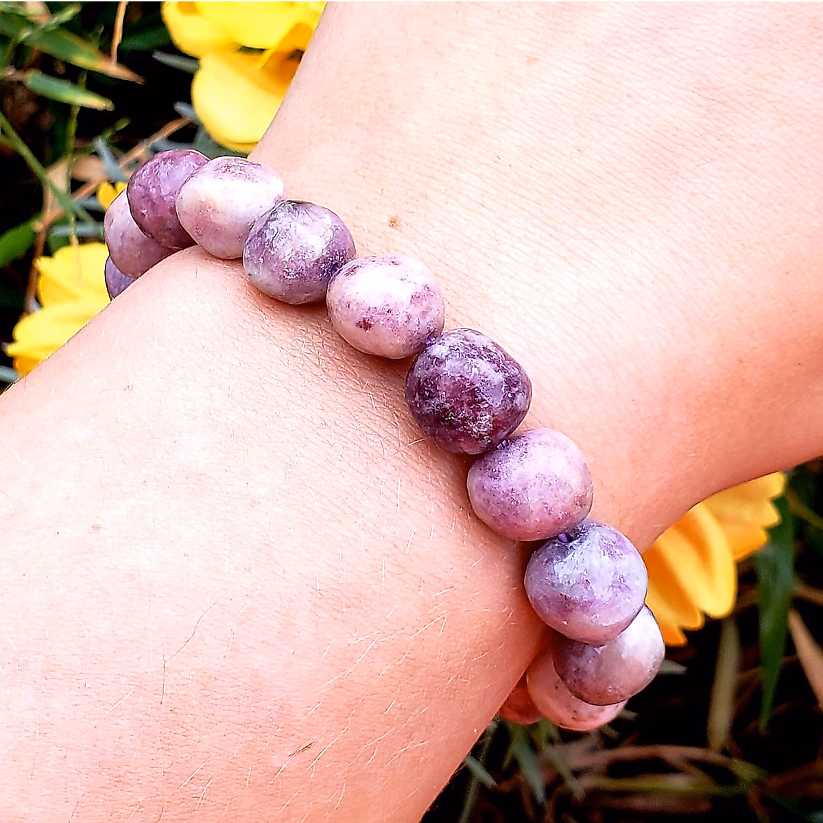 Sublime Gifts Lepidolite A grade natural Tumbled & polished tumblestone crystal healing gemstone stretch bracelet - 1pc