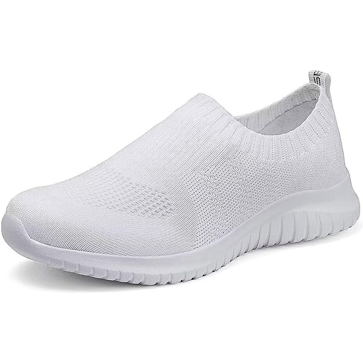 LANCROP Women's Lightweight Walking Shoes - Casual Breathable Mesh Slip On Sneakers Wide 6.5 US, Label 37 All White
