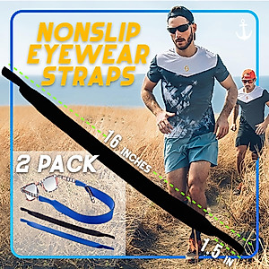 Sunglasses Glasses Strap - 2 Pack Sport Eyewear Retainer - Anti slip Fast Drying - Fits All (Purple + Blue)