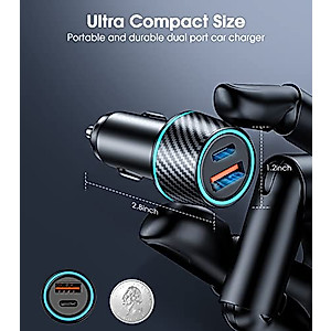 Car Charger, USB C Car Charger Adapter, 48W iPhone 14 Pro Max Car Charger, udaton Durable Dual Port Delivery Cigarette Lighter USB C Car Charging Block Compatible for Apple Watch iPhone 14 13 Pro Max