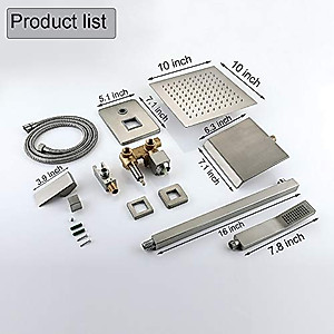 DMDMBATH Shower System Brushed Nickel Shower Faucet Set 3-Function Bathroom Shower Fixtures with Waterfall Tub Spout Wall Mount 10 inch Rain Shower Head (Brushed Nickel)…