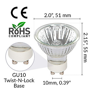 Simba Lighting Halogen GU10 35W Spotlight 120V MR16 with Glass Cover (6 Pack) Dimmable for NP5 Candle Warmer, Accent, Recessed, Track Lighting, Twist-N-Lock Base, Warm White 2700K