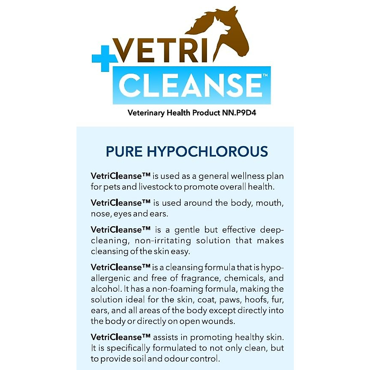 VetriCleanse Pet Itch Relief & Wound Care Spray with Hypochlorous Acid - Skin + Coat Care - Dog & Cat Deodorizer, Eye Cleaner & Ear Cleaner for All Animals - 225ml