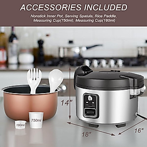 DAZITN 13L Commercial Rice Cooker & rice warmer 60 CUPS Cooked Rice(30-CUPS RAW RICE)| 1350W Fast cooking | Auto turn warming | Large Capacity Rice Cooker for Restaurant (Black)